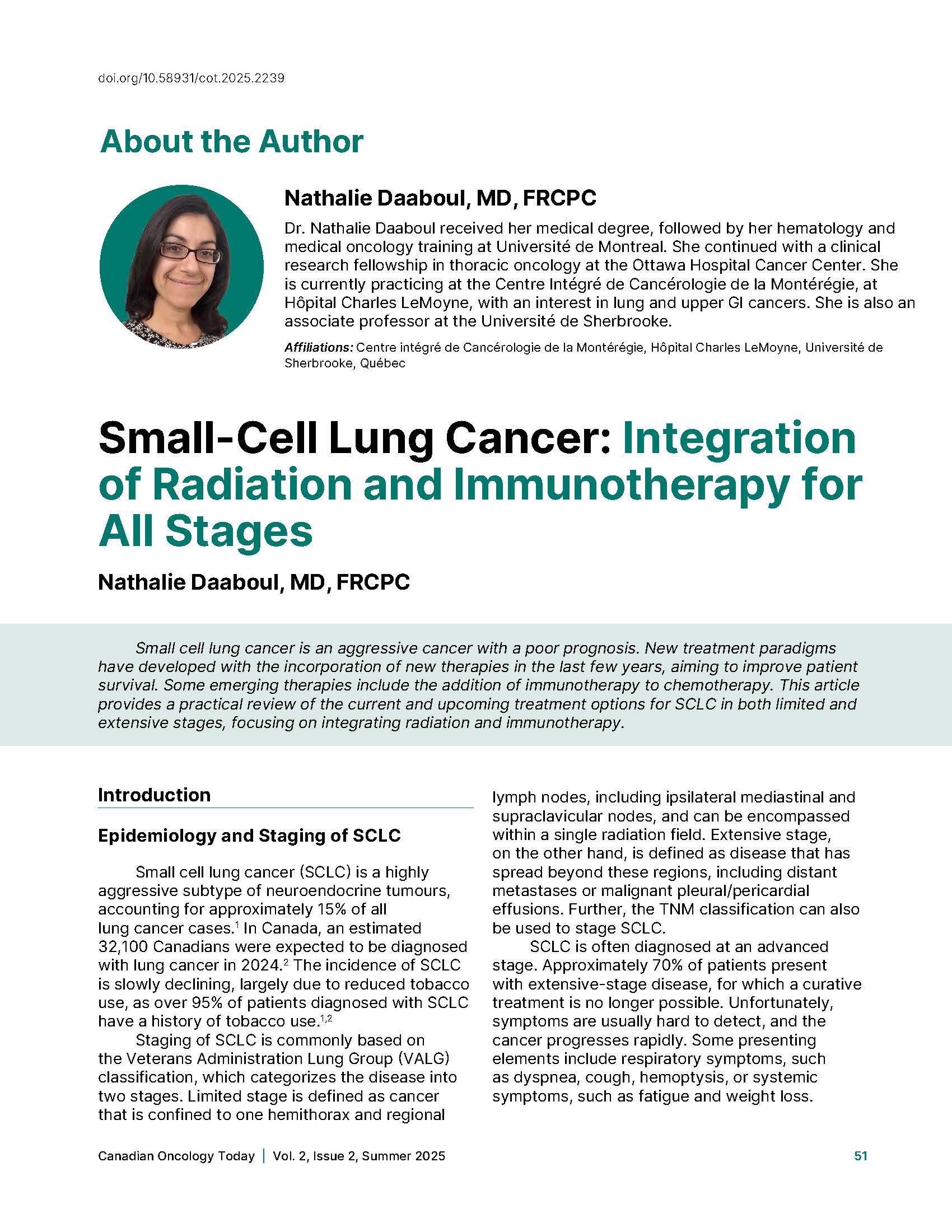 Small-Cell Lung Cancer: Integration of Radiation and Immunotherapy for ...